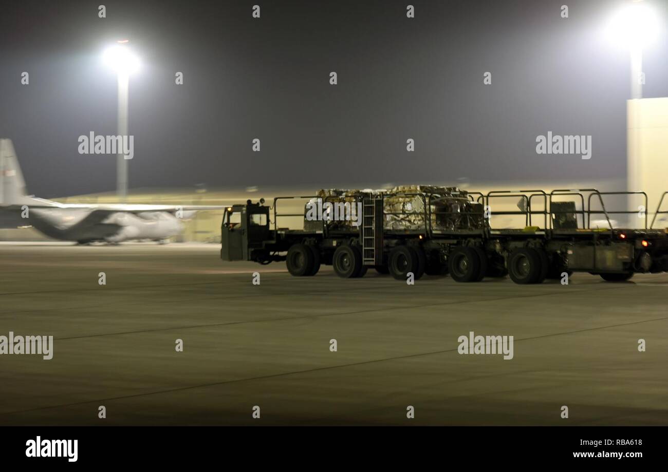 A U.S. Air Force Airman with the 8th Expeditionary Air Mobility ...