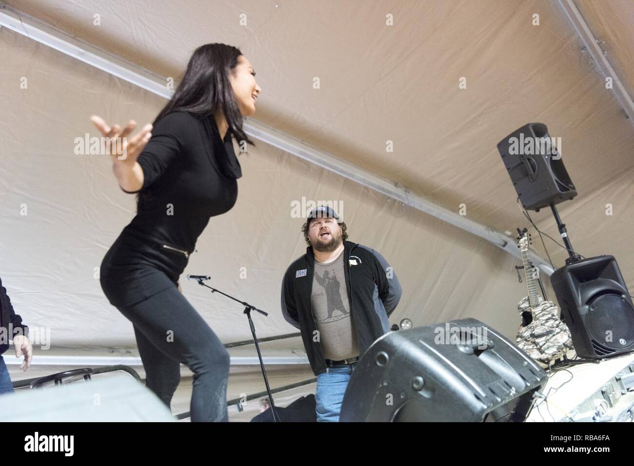 Wrestler Gail Kim performs for service members at bases across Iraq for ...