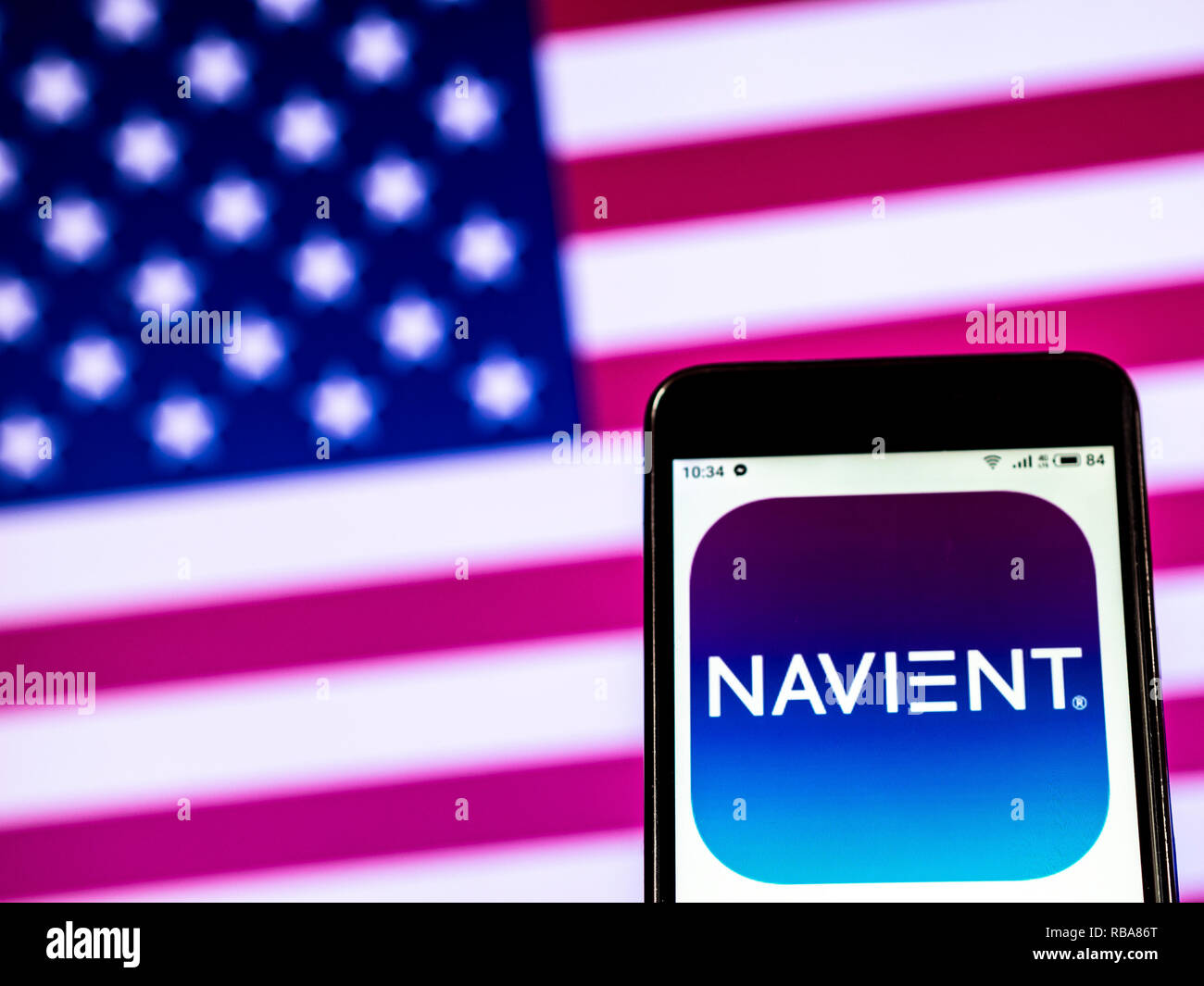 Navient Corporation logo seen displayed on smart phone Stock Photo - Alamy