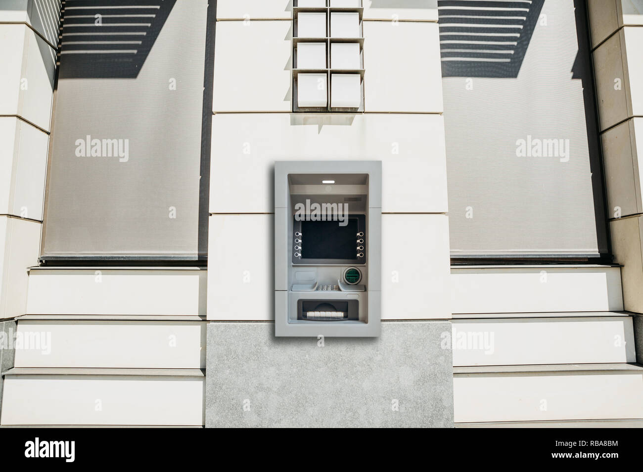 Modern street ATM machine for withdrawal of money and other financial ...