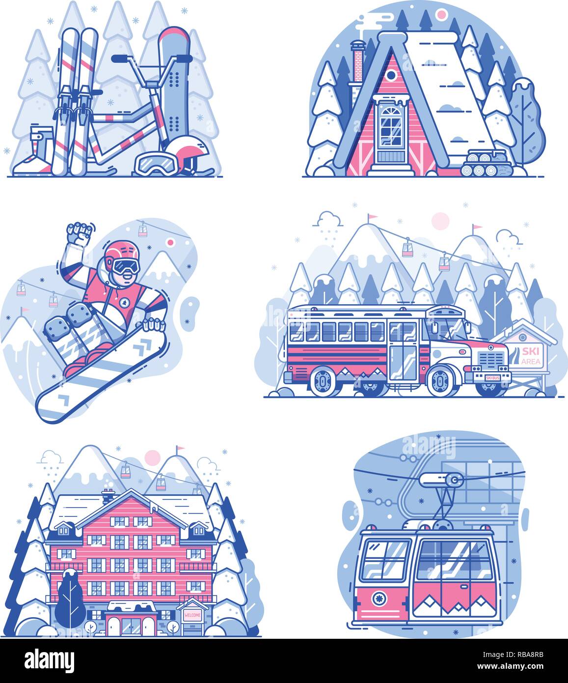 Winter Active Holidays Ski Resort Vacation Stock Vector Image & Art - Alamy