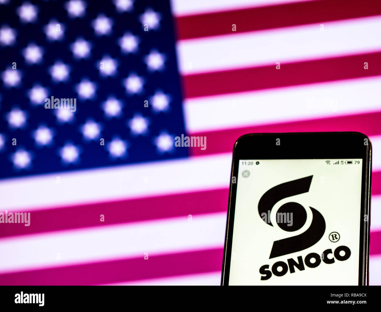 Sonoco Products Company logo seen displayed on smart phone Stock Photo ...