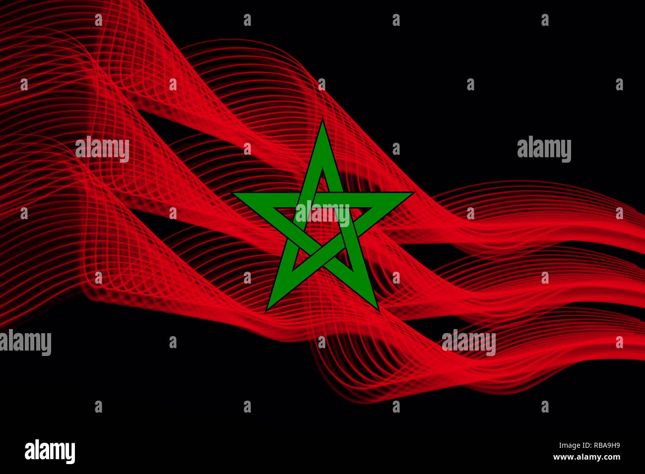 Red Flag Black Moroccan Design