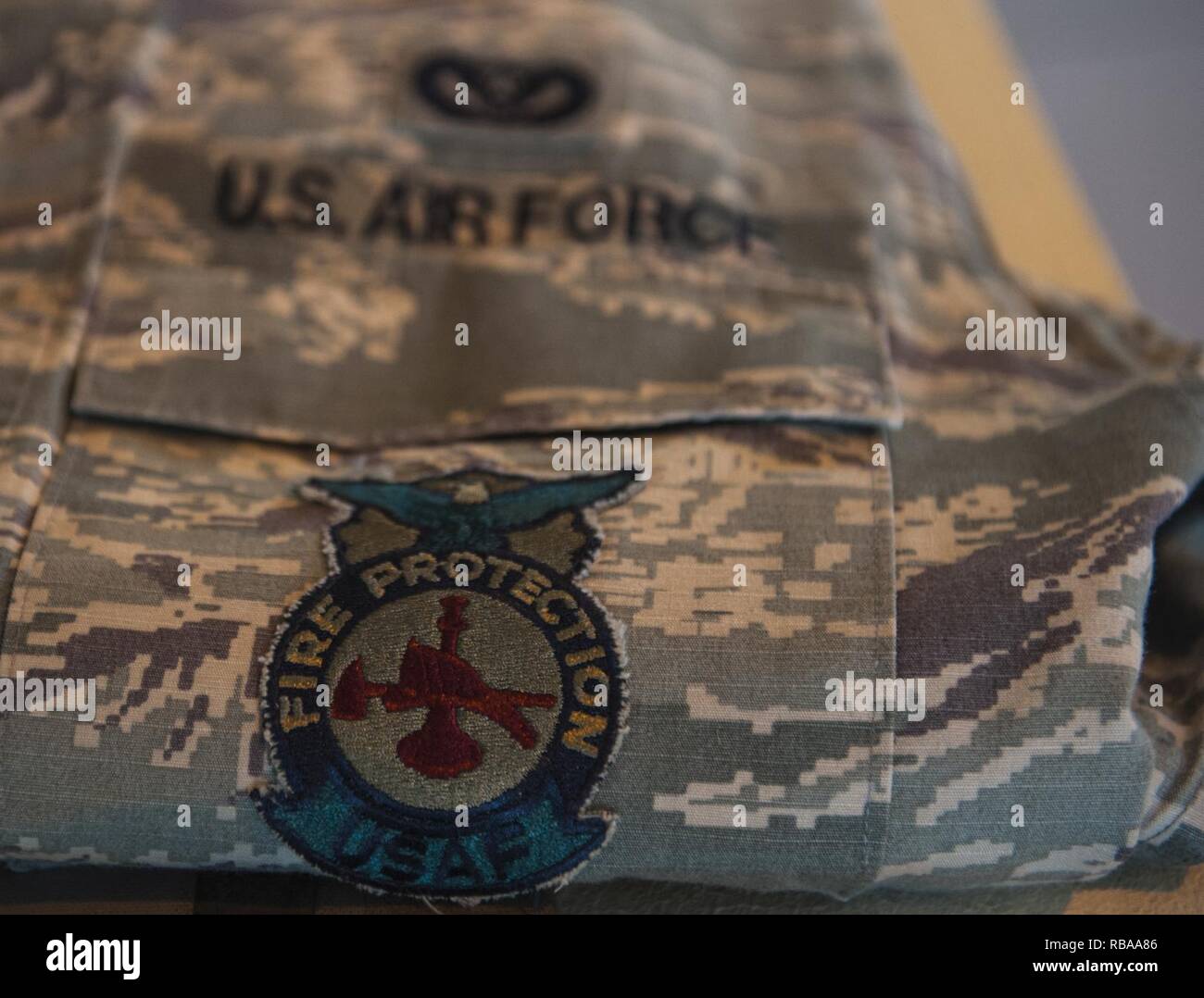niform of an 18th Civil Engineer Squadron firefighter sits ready for ...