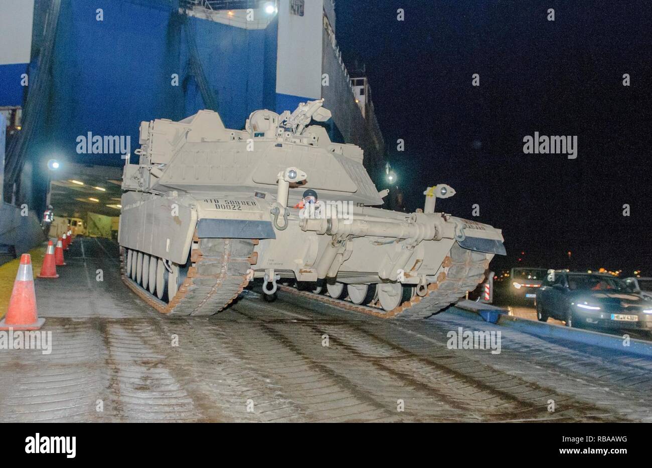 Bremerhaven, Germany – M1A2 Abrams tanks and other military vehicles ...