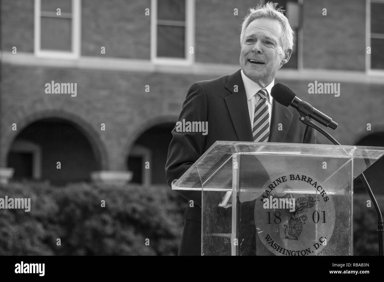 The Honorable Raymond E. Mabus, secretary of the Navy, speaks during ...