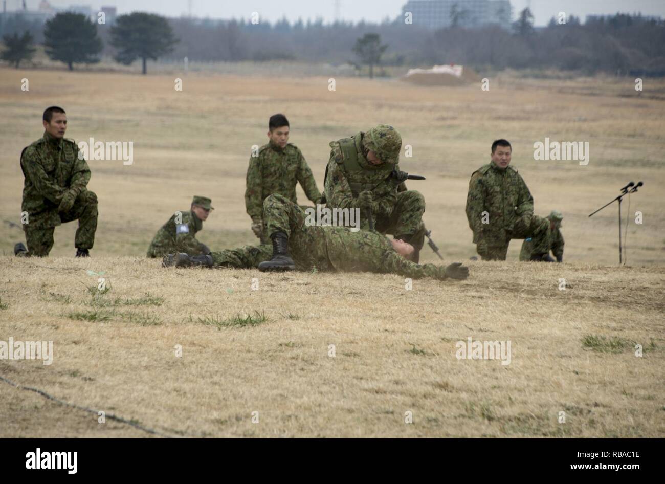JGSDF Soldiers demonstrate hand-to-hand combat skills during an annual ...