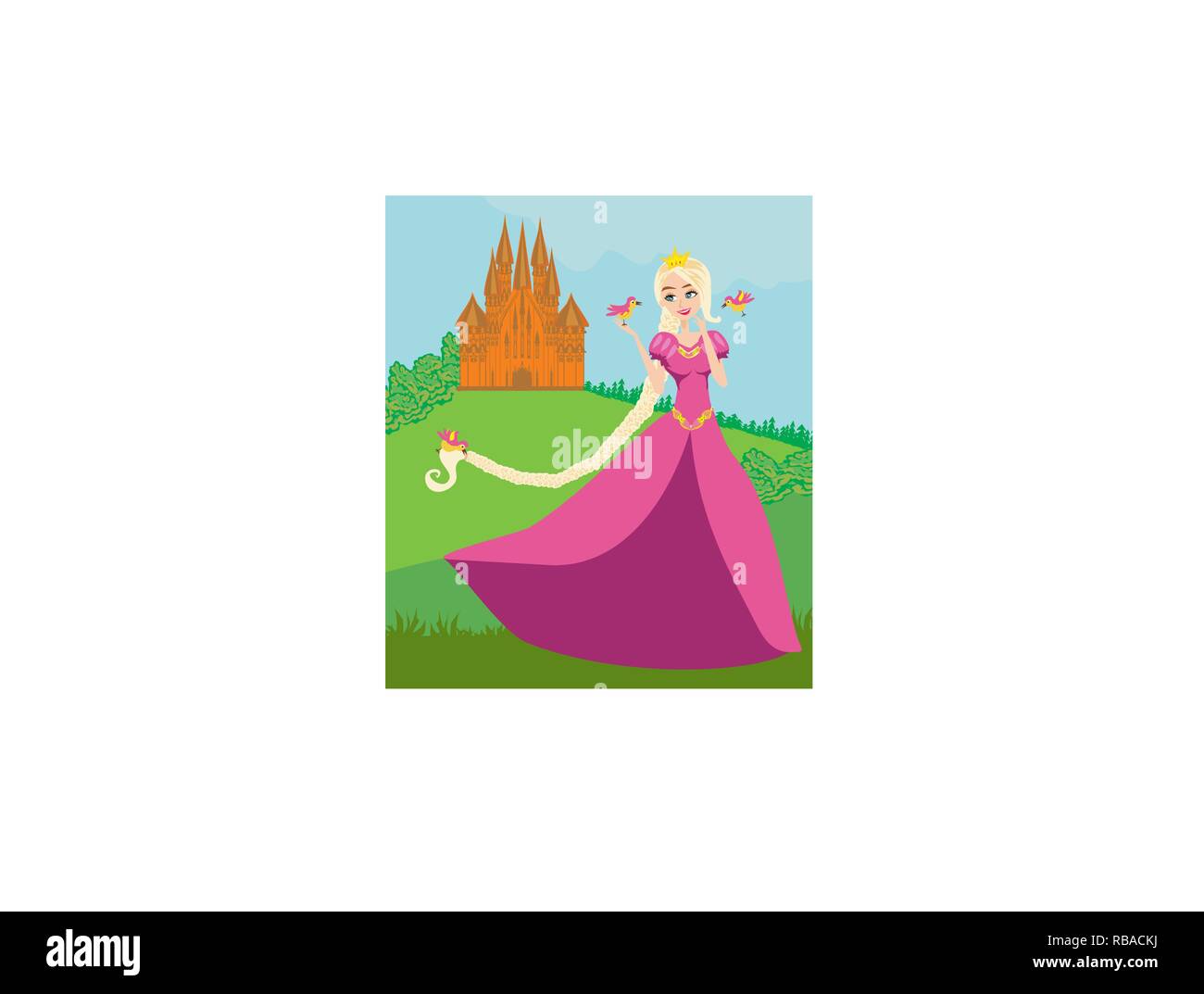 Beautiful queen in front of her castle Stock Vector Image & Art - Alamy