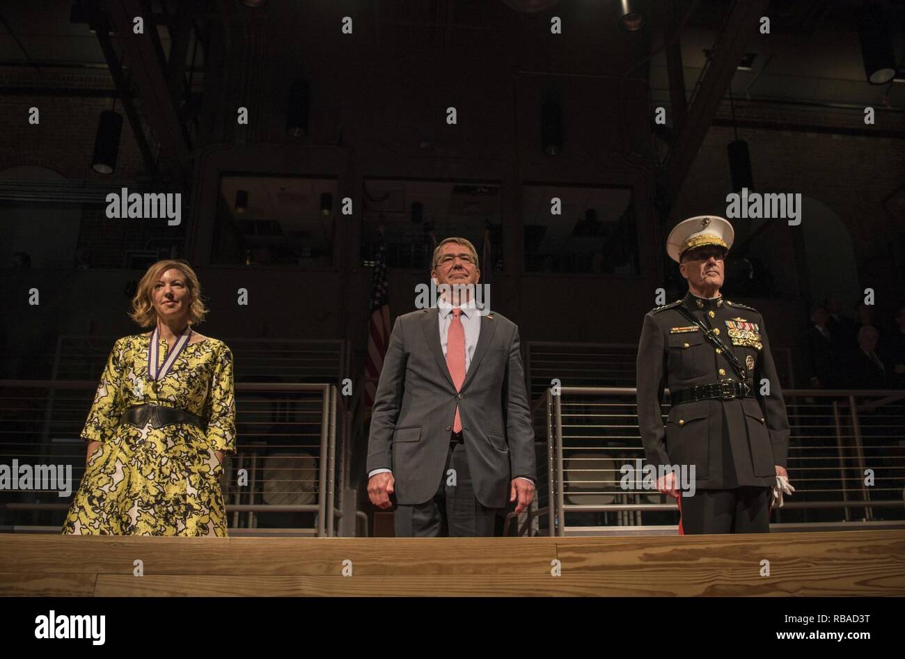 Secretary of Defense Ash Carter, his wife Stephanie, and U.S. Marine ...