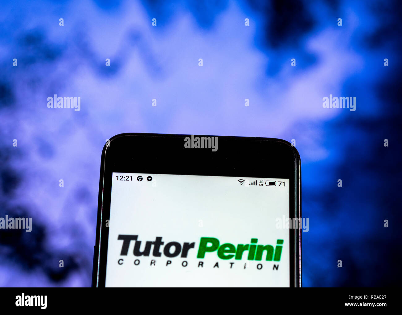 Tutor Perini Construction company logo seen displayed on smart phone ...