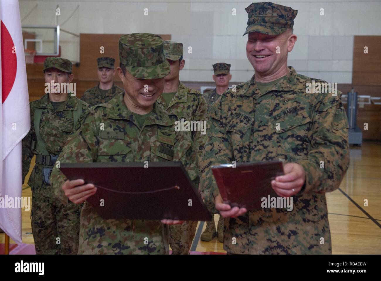 Japan Ground Self-Defense Force Maj. Gen. Shinichi Aoki, left, and U.S ...