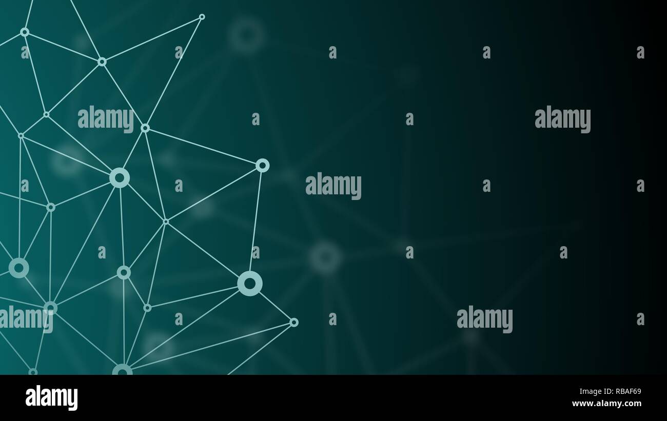 Abstract futuristic crypto blockchain. White dots and shapes in ...
