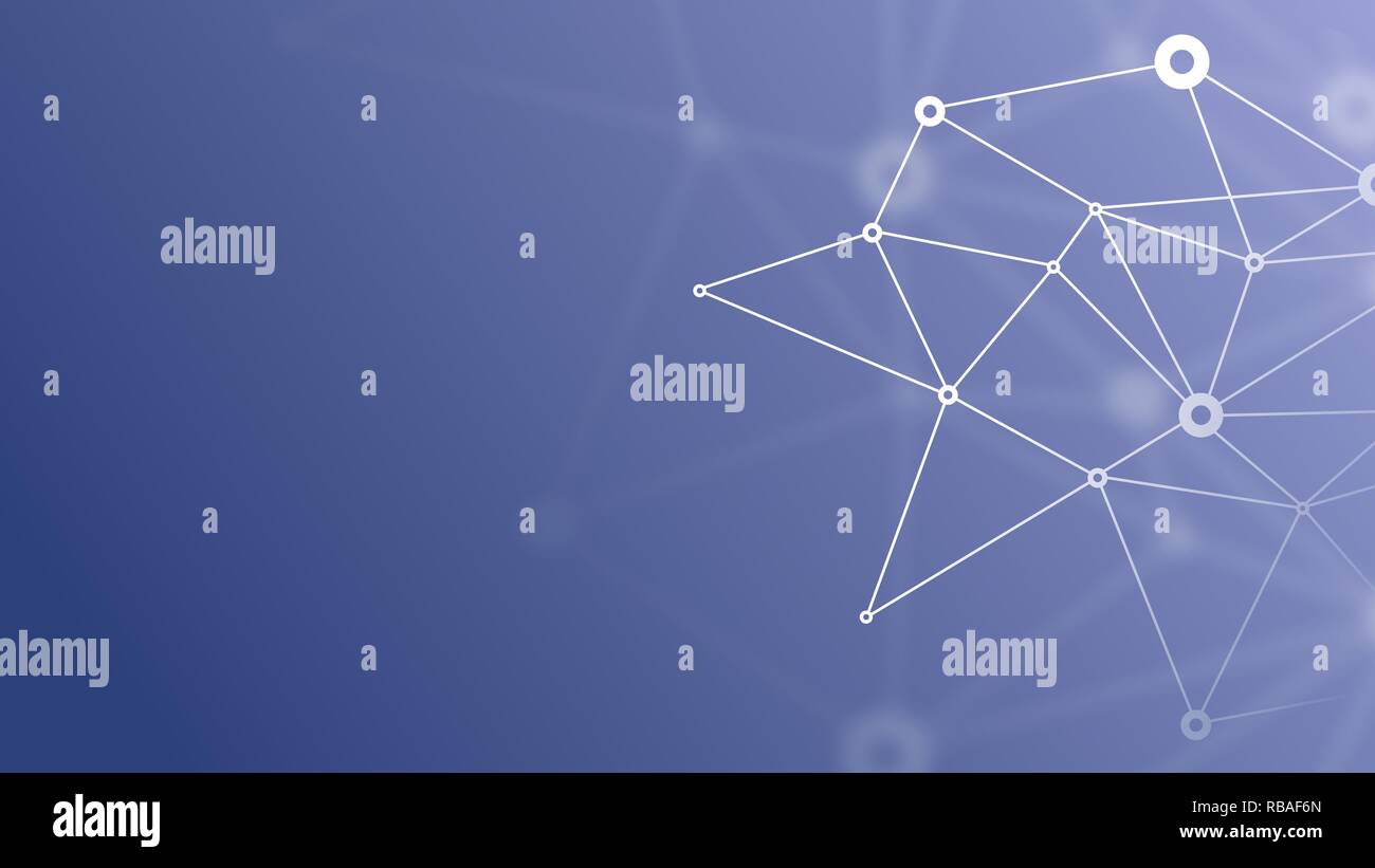 Abstract futuristic crypto blockchain. White dots and shapes in ...