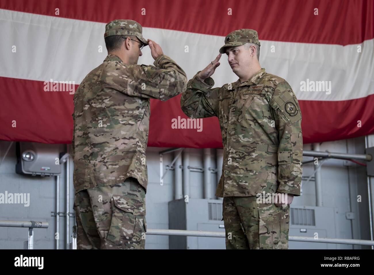 U.S. Air Force Lt. Col. David Blair, right, commander of the 65th ...