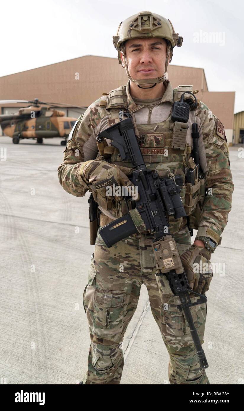 A U.S. Air Force Security Forces member pulls security for an Afghan C ...