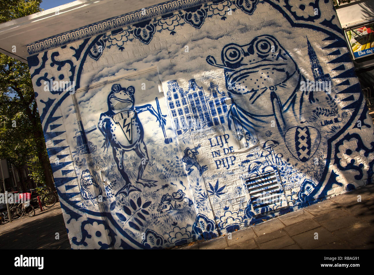 The Netherlands, Amsterdam, De Pijp district. Graffiti, street-art on ...