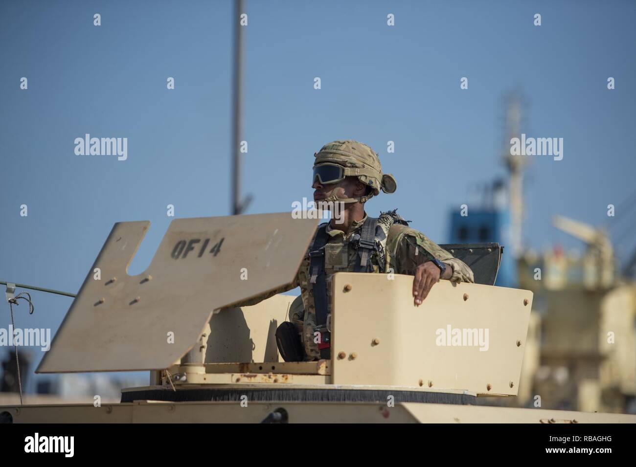 U.S. Army Spc. Jaelen Harris, gunner, Delta Company, 4th Platoon, 1st ...