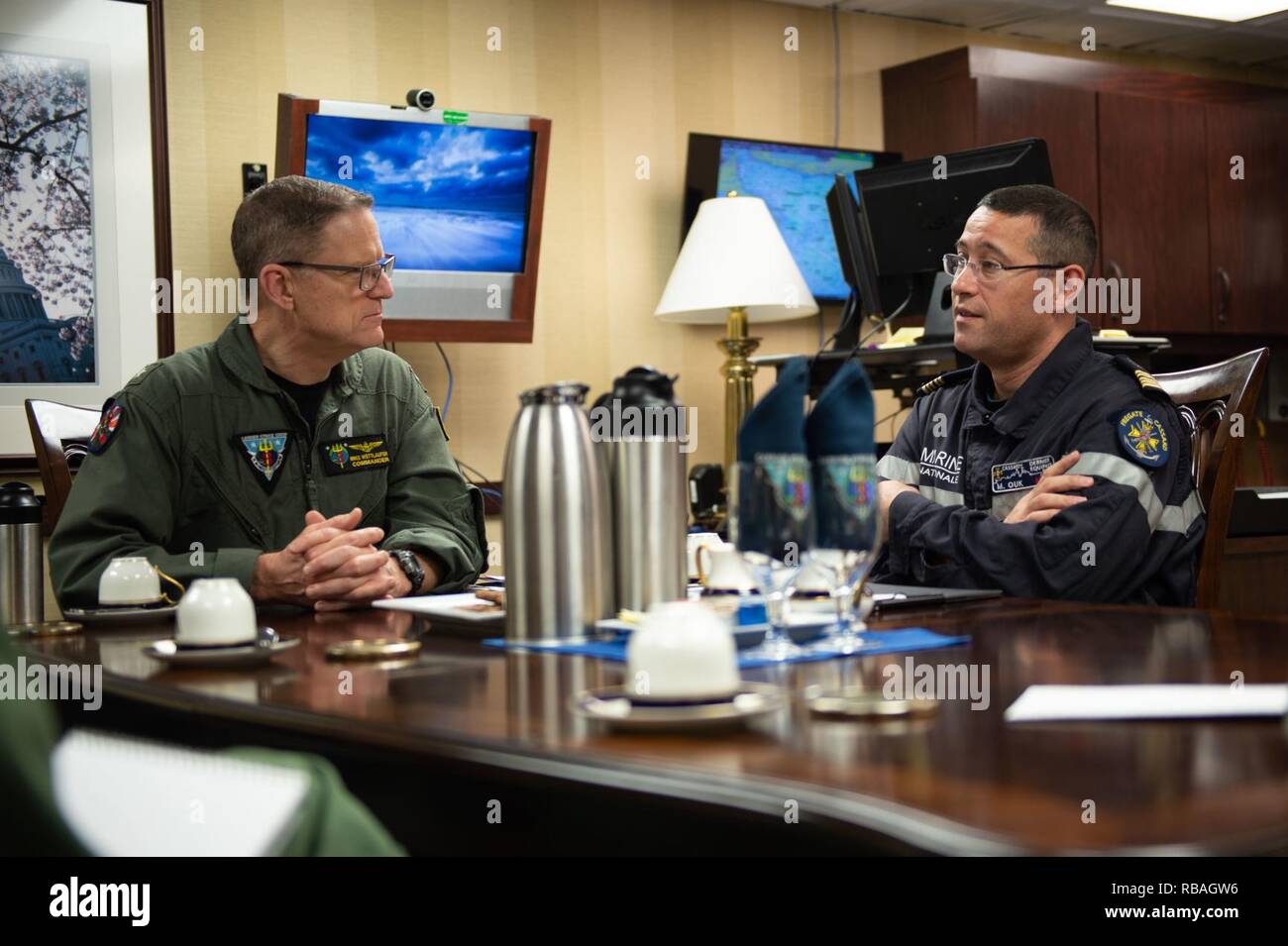 U.S. Navy Rear Adm. Michael Wettlaufer, commander, Carrier Strike Group ...