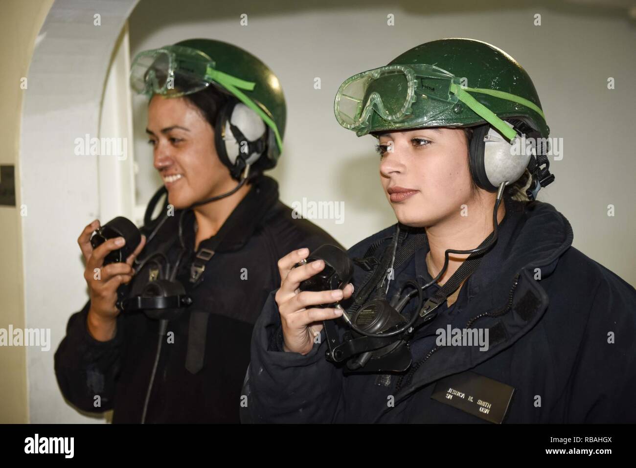 SAN DIEGO BAY (Dec. 19, 2018) Seaman Jessica Smith, front, and Seaman ...