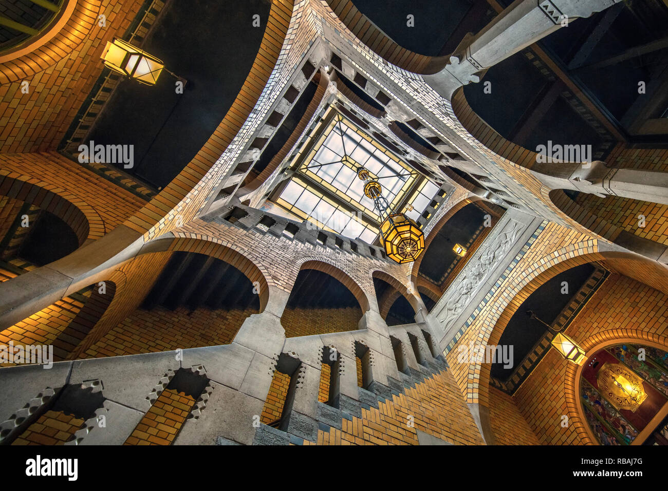 The Netherlands, Amsterdam, Reception and staircase in former trade ...