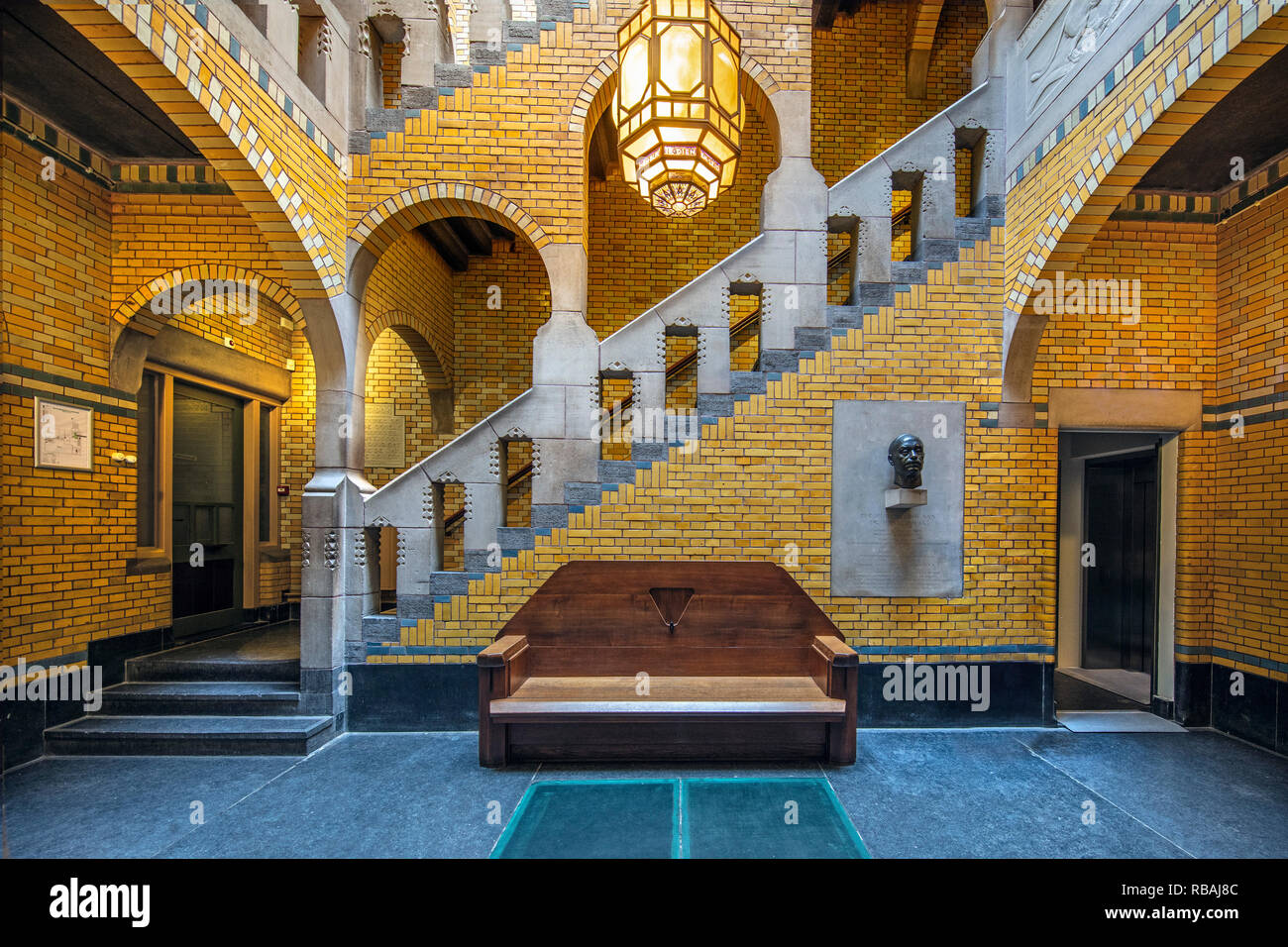The Netherlands, Amsterdam, Reception and staircase in former trade ...