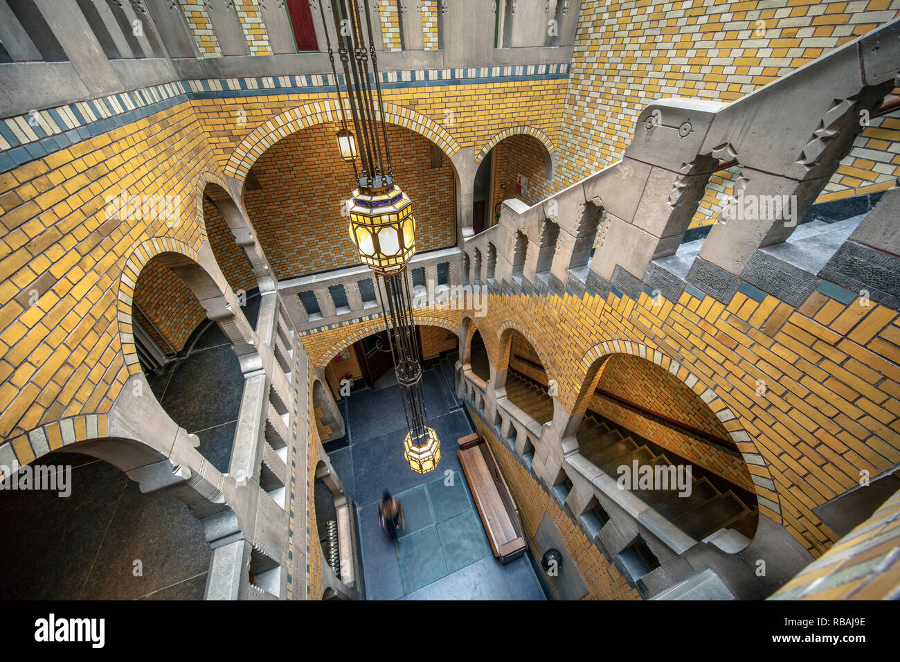 The Netherlands, Amsterdam, Reception and staircase in former trade ...
