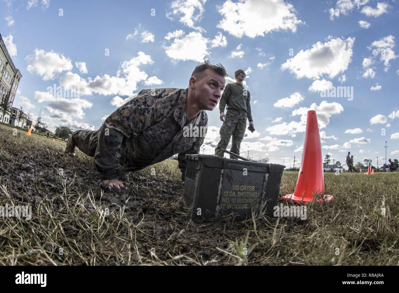 A Marine with Marine Forces Reserve performs push ups during the Combat ...