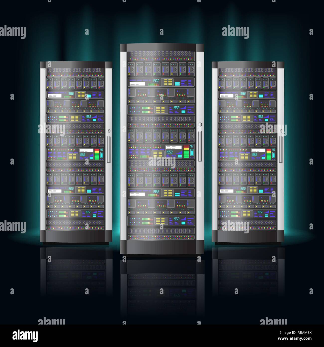 Server Room Hosting Data Center Cloud Database Technology Stock