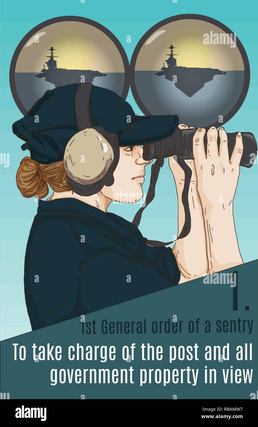 Graphic representation of the 1st general orders of a sentry Stock ...