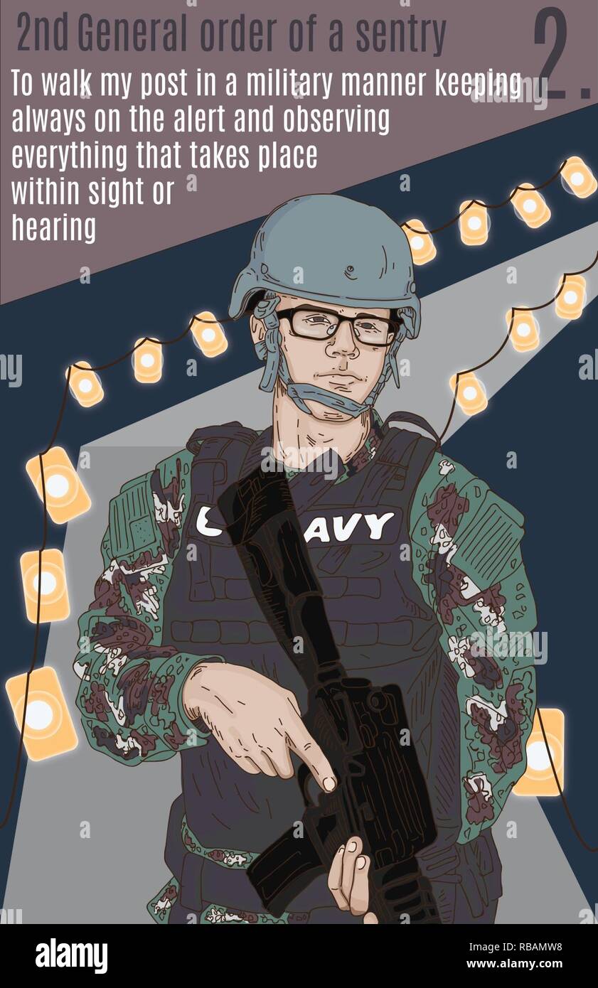 Graphic representation of the 2nd general orders of a sentry Stock ...