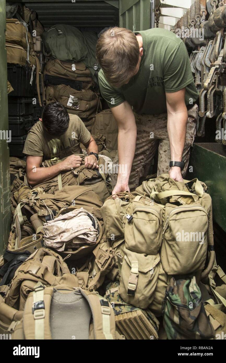 ARABIAN SEA – U.S. Marines Sgt. Ryan Castro, left, and Cpl. Gavin ...