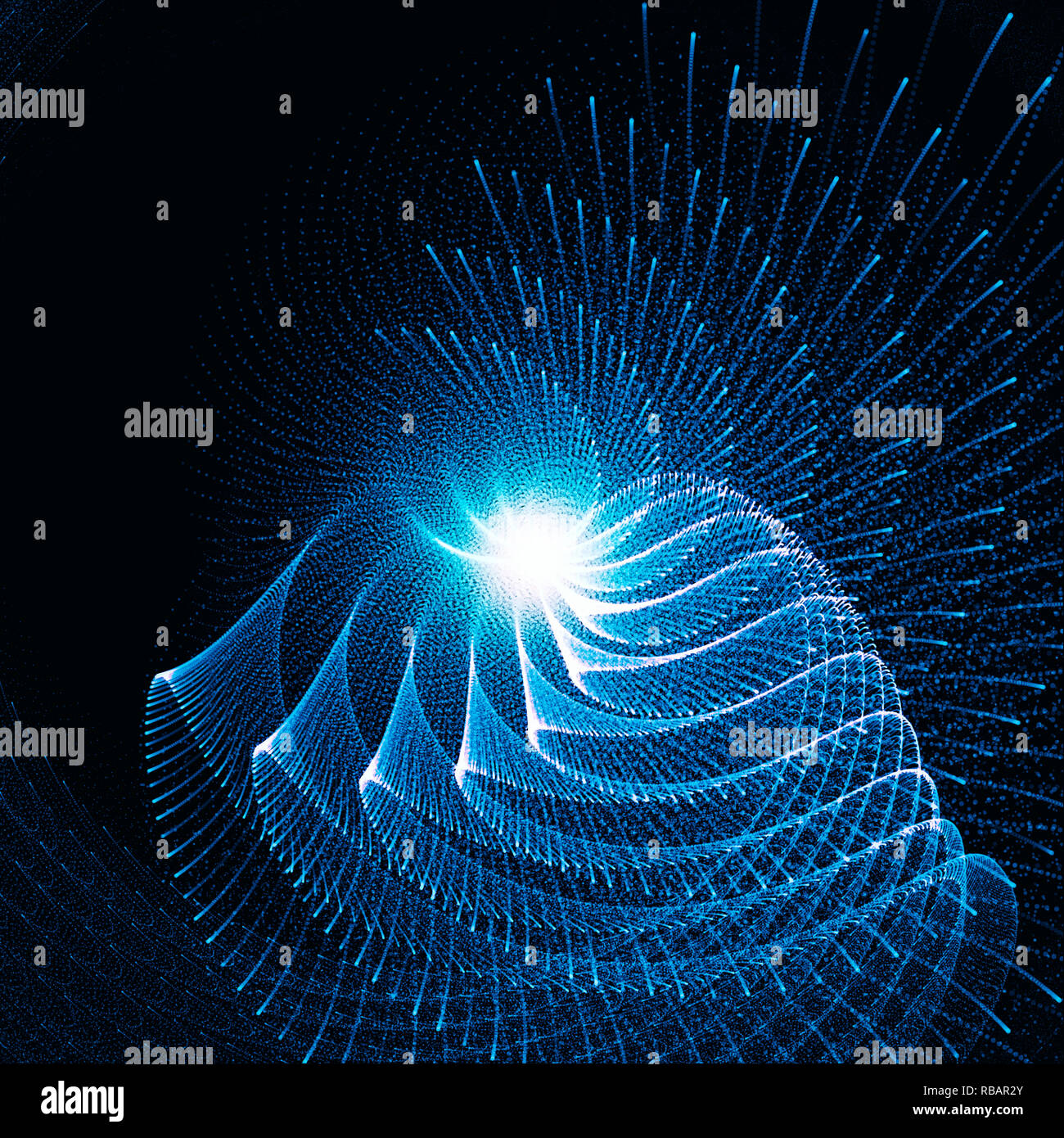 Abstract Glowing Curved Lines Background. Rays Of Light Flowing In ...