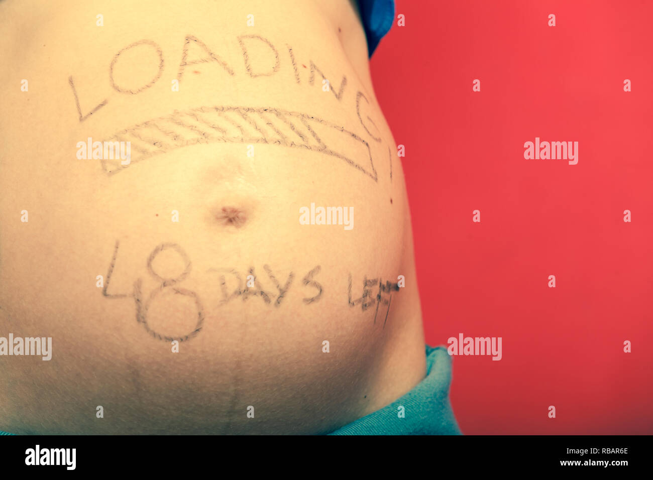 Parenthood, waiting for baby concept. Pregnant woman big belly with ...