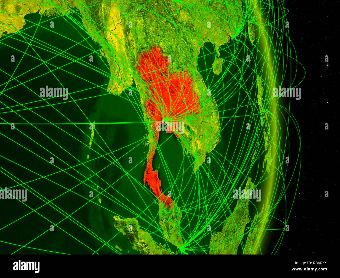 Thailand on digital planet Earth with network. Concept of connectivity ...