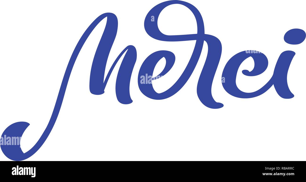 Vector hand drawn lettering Merci. Elegant modern handwritten ...