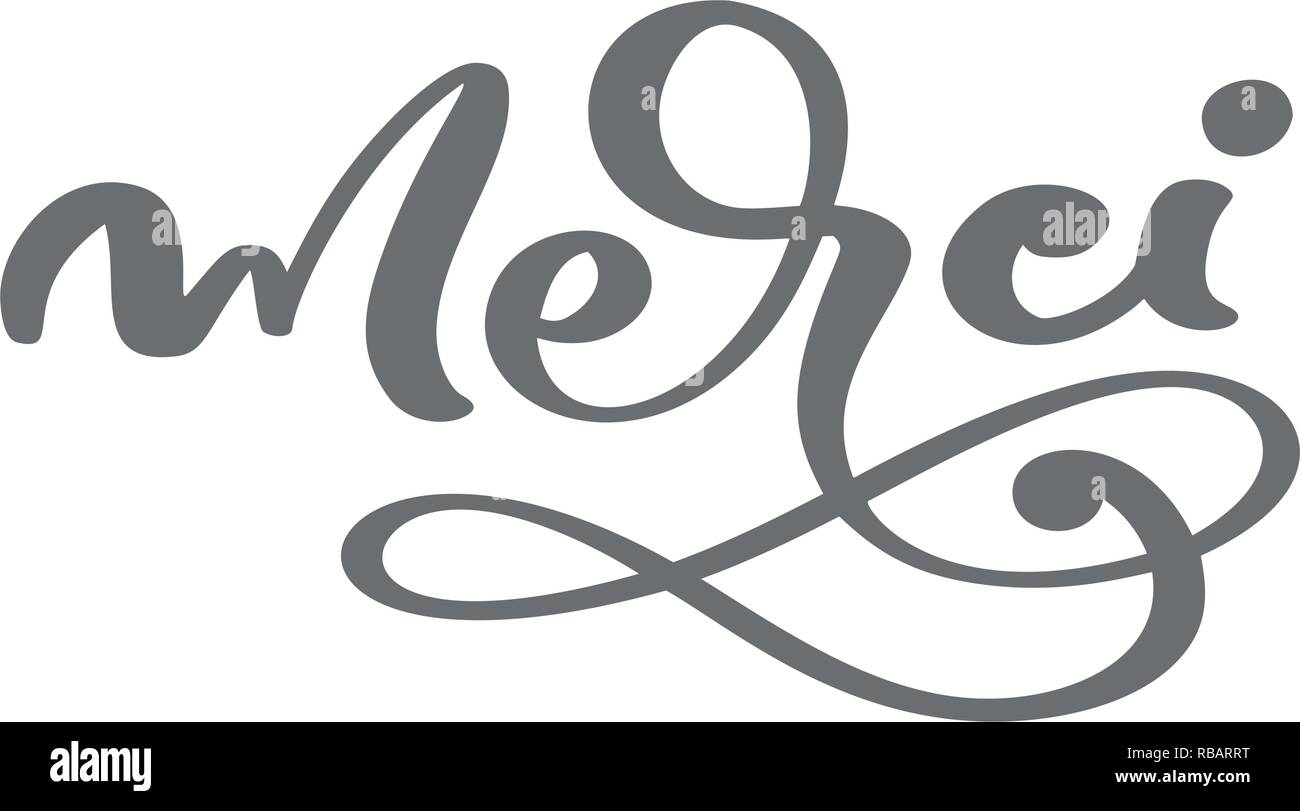 Vector hand drawn lettering Merci. Elegant modern handwritten ...