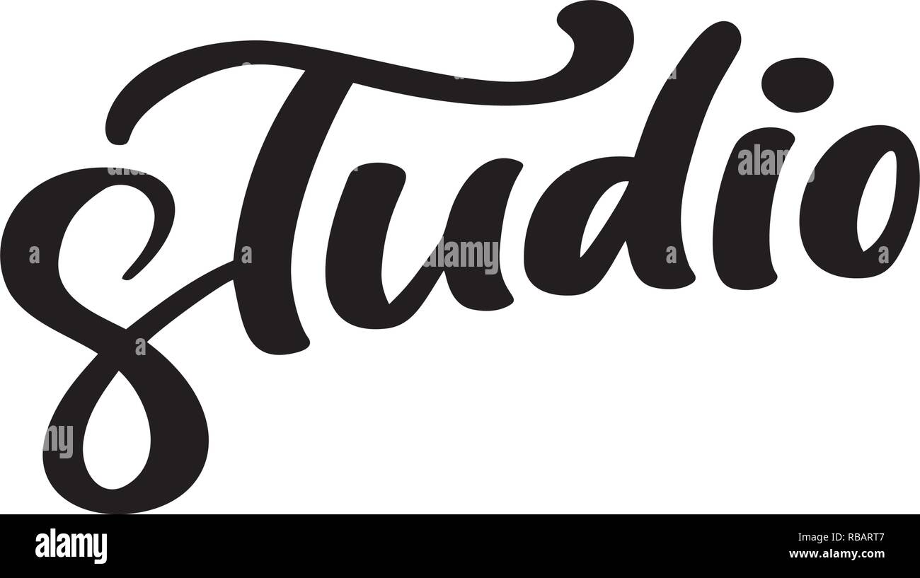 Vector hand drawn lettering word Studio. Elegant modern handwritten ...
