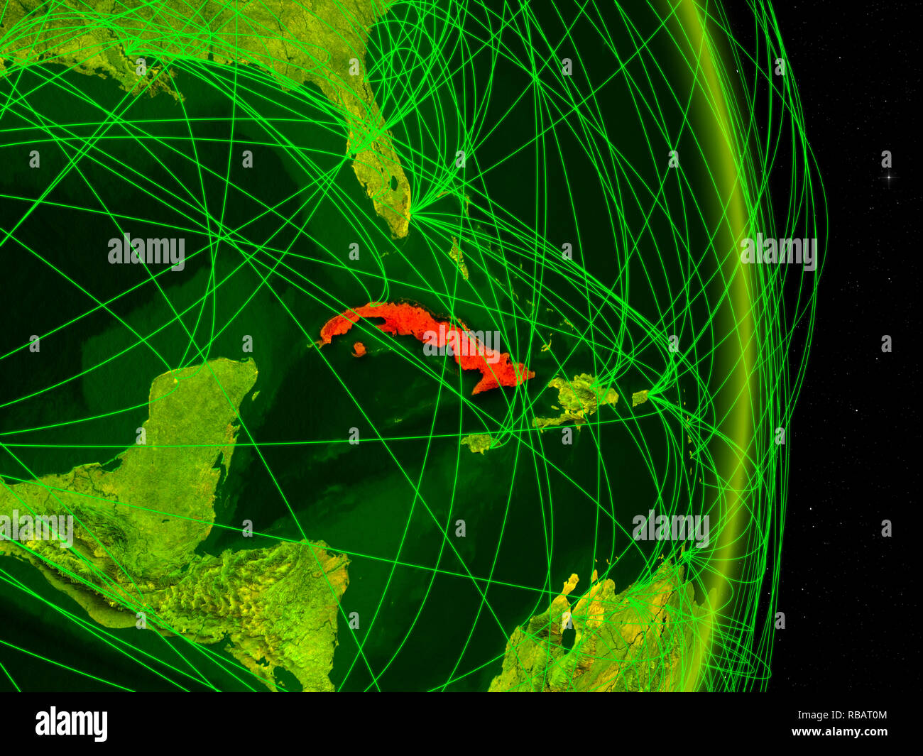 Cuba on digital planet Earth with network. Concept of connectivity ...