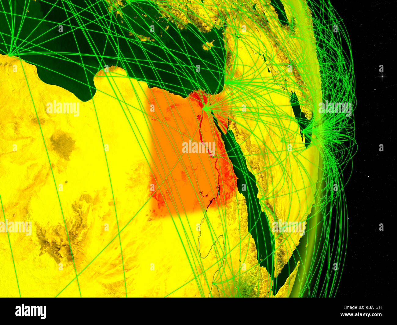 Egypt on digital planet Earth with network. Concept of connectivity ...