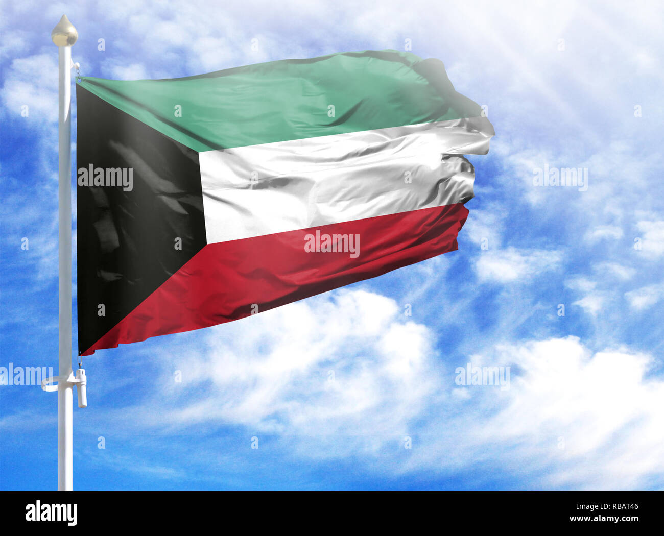 Kuwait flag on flag pole hi-res stock photography and images - Alamy