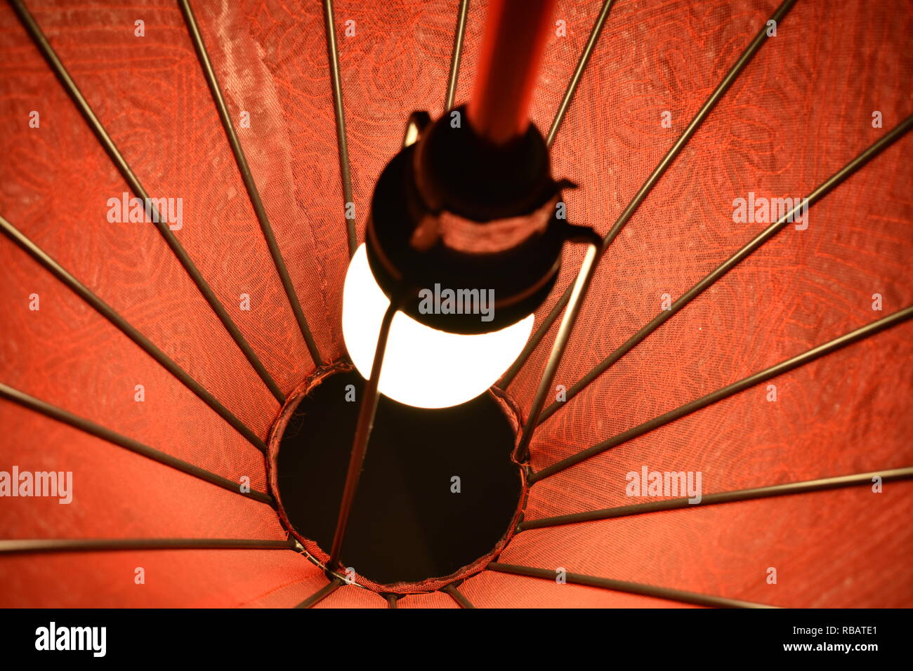 Red lamp with the light on. High contrast Stock Photo - Alamy