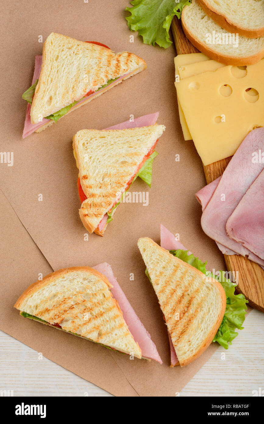 Top view on sandwich triangles Stock Photo - Alamy