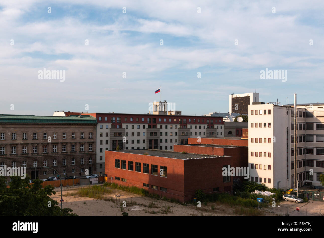 roof top view across Berlin, Germany with a german flag flying Stock ...
