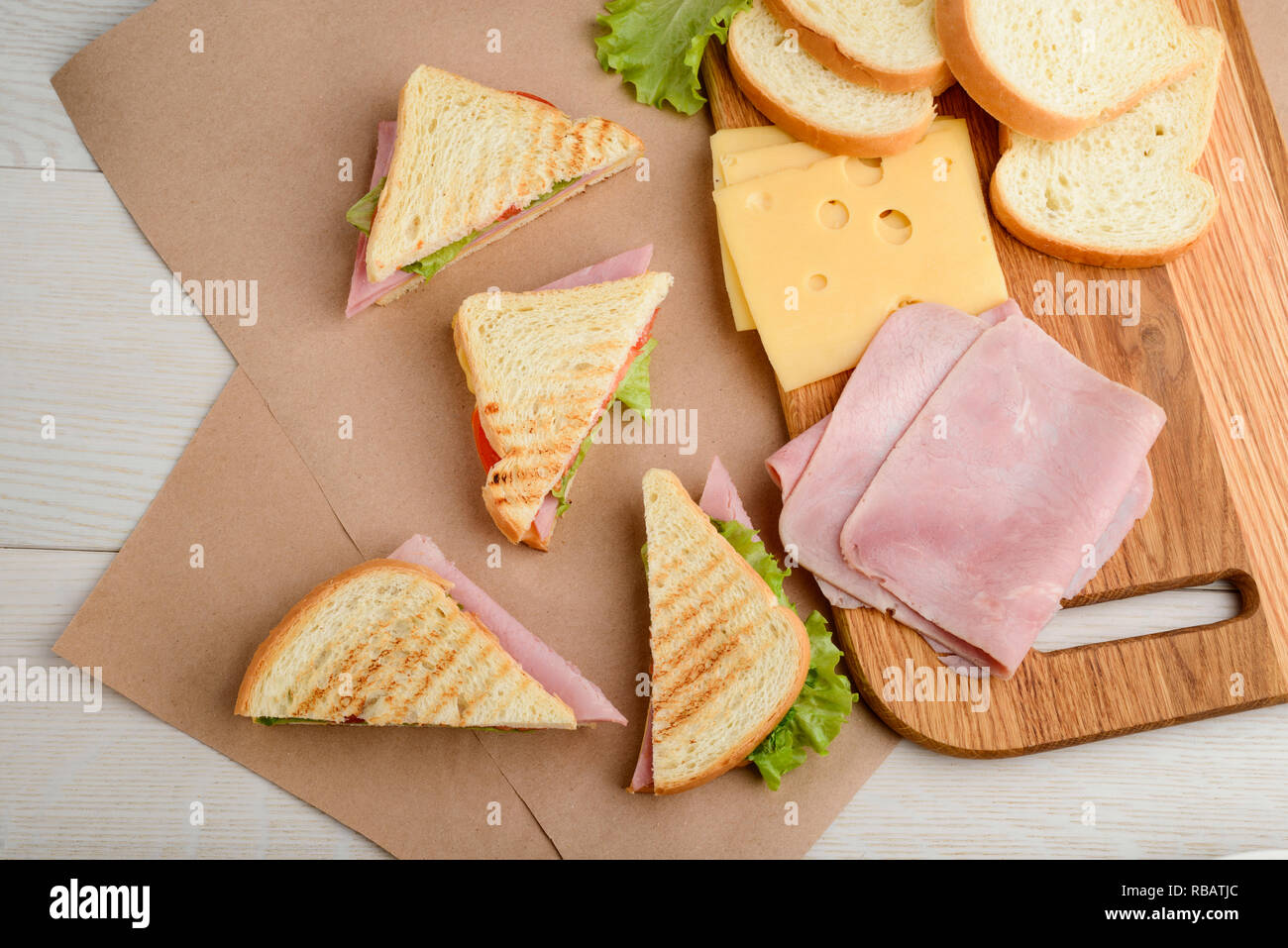 Grilled sandwich triangles Stock Photo - Alamy