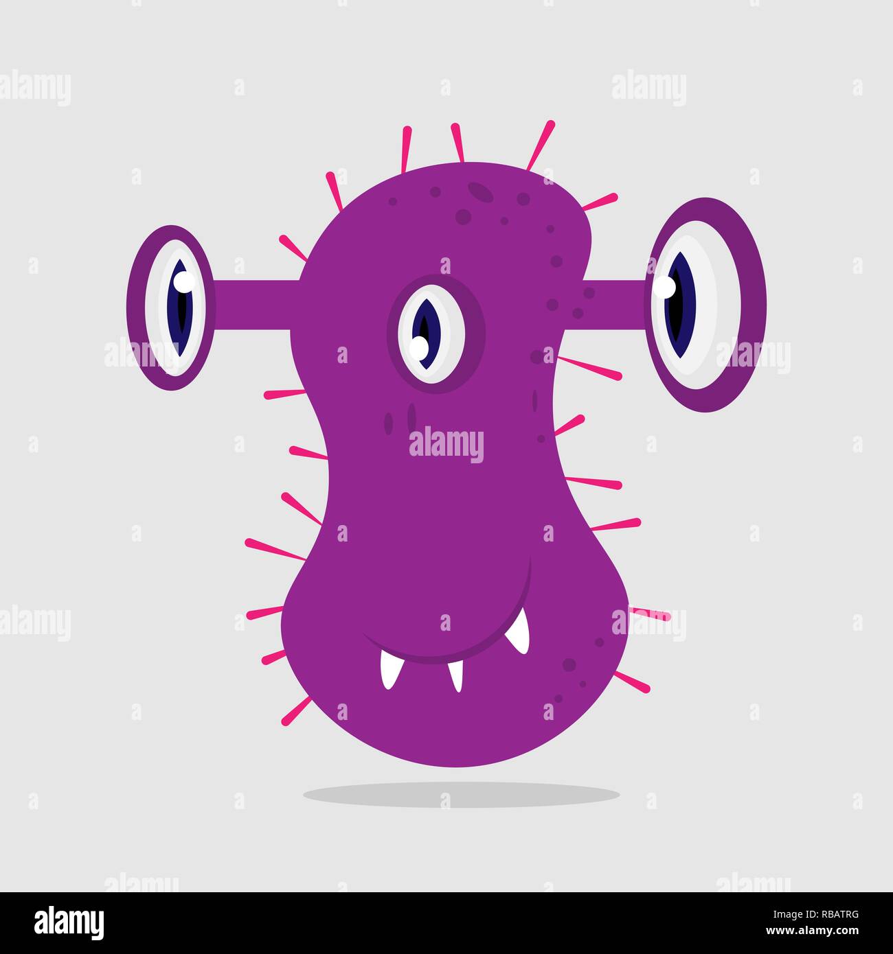Violet Funny cartoon monster, alien or bacterium Stock Vector Image ...