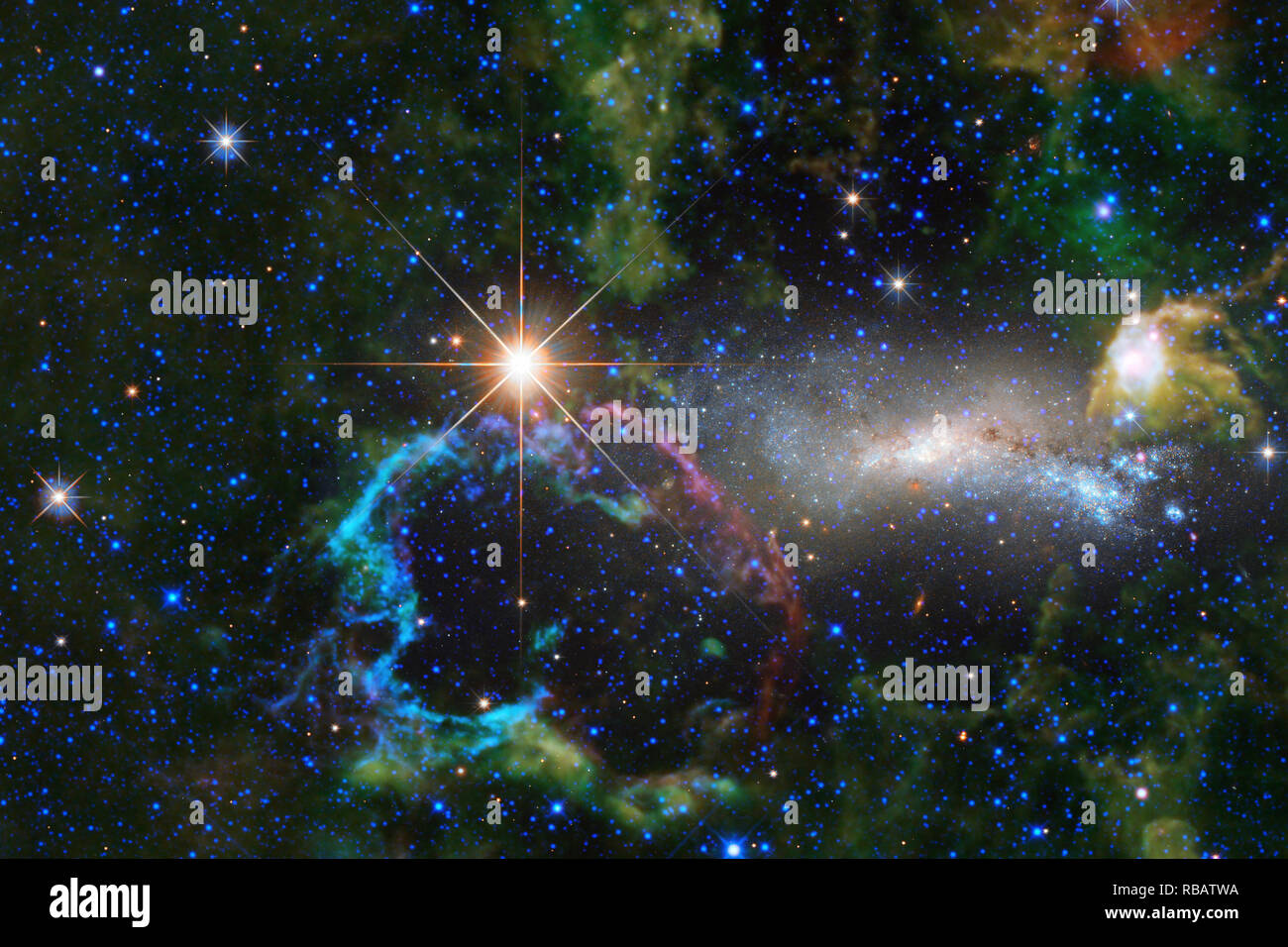 Awesome colorful nebula somewhere in endless universe. Elements of this ...