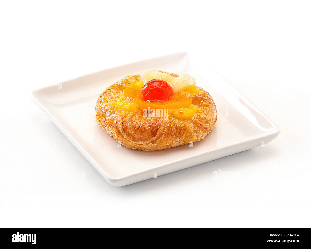 Delicious Danish pastry on white background Stock Photo - Alamy