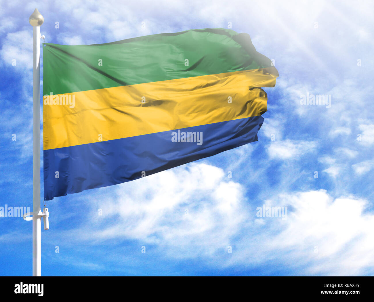 Wavy flag of gabon hi-res stock photography and images - Alamy