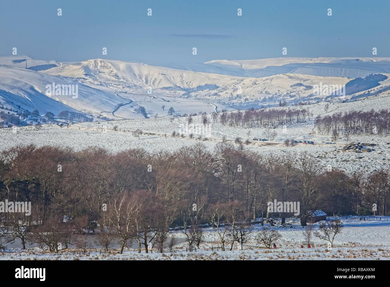 SNOW OVER MAM TOR AND KINDERSCOUT PEAK DISTRICT NATIONAL PARK UK Stock ...