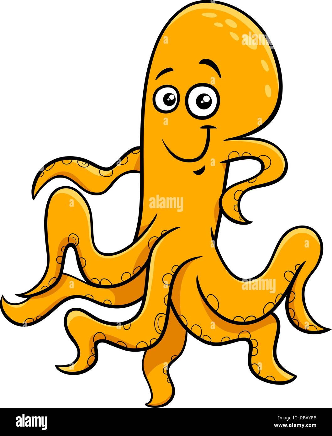 Cartoon Illustration of Cute Octopus Sea Animal Comic Character Stock ...